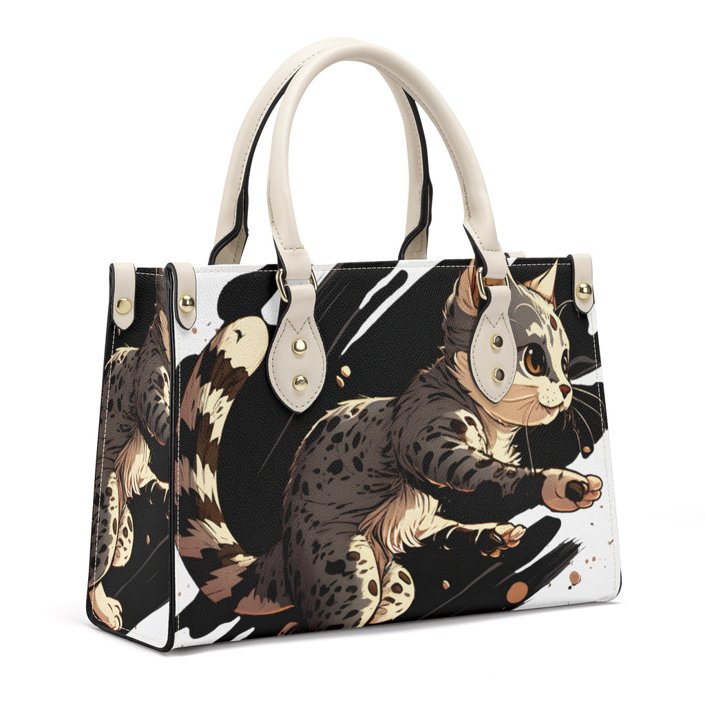 Cat Print Luxury Women PU Handbag