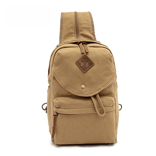AUGUR Multifunctional Canvas Small Backpack Sling Bag Chest Pack (Khaki)