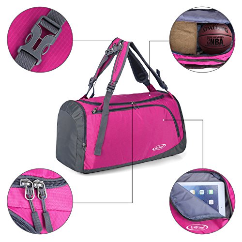 G4Free Lightweight Sports Gym Bag Travel Duffle Backpack with Shoes ...