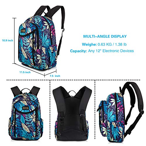 Shop JEMIA Blue Leaves Style Backpack with Mu – Luggage Factory