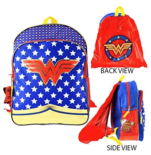 DC Comics Wonder Woman Girl's 12" Toddler Sized Backpack Plus Wonder ...