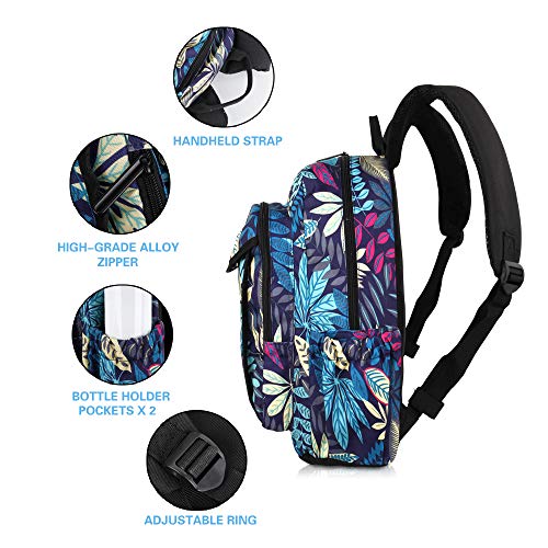 Shop JEMIA Blue Leaves Style Backpack with Mu – Luggage Factory