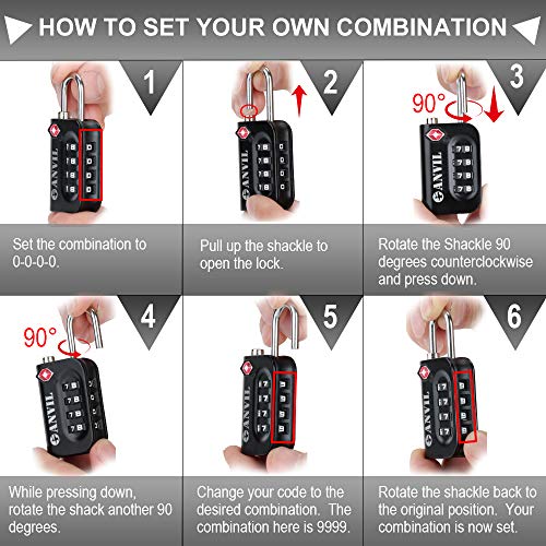 TSA Approved Luggage Lock - 4 Digit Combination padlocks with a ...