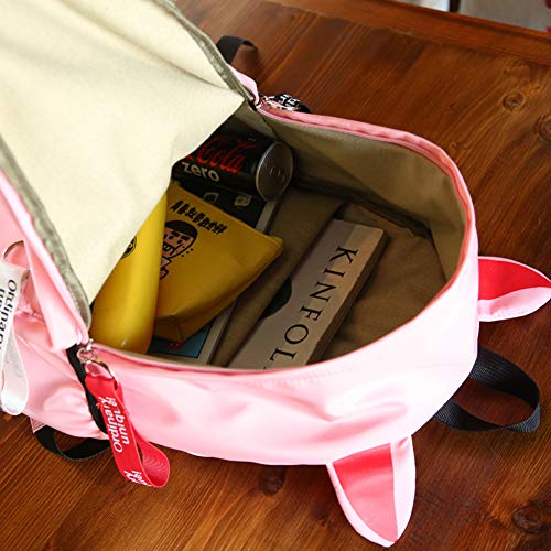 Girls Cute Cat Ear Backpack School Bag Lightweight Bookbags (Pink Dog)