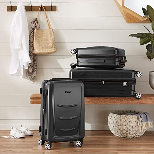 AmazonBasics 3 Piece Hard Shell Luggage Spinner Suitcase Set - Slate Grey