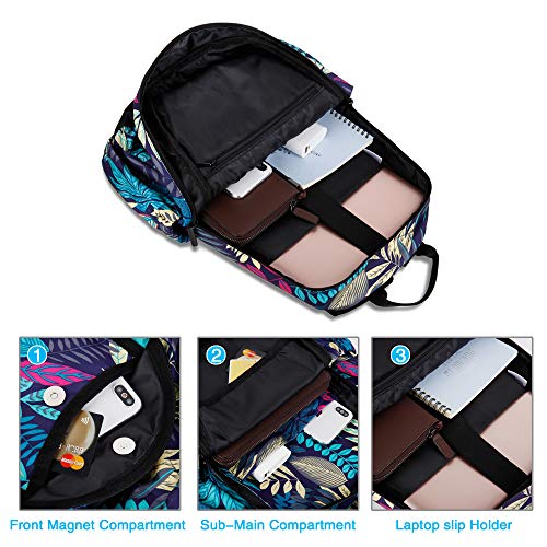 Shop JEMIA Blue Leaves Style Backpack with Mu – Luggage Factory