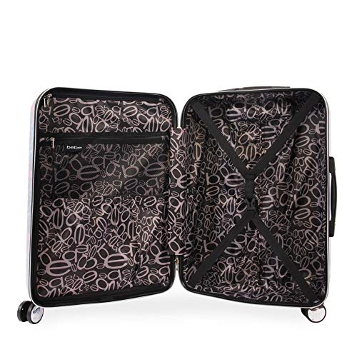 BEBE Women's Tina 3pc Spinner Suitcase Set, Blue Pink Lily